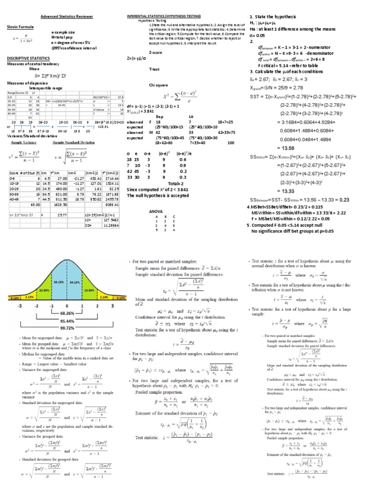 Advanced Statistics Reviewer | PDF