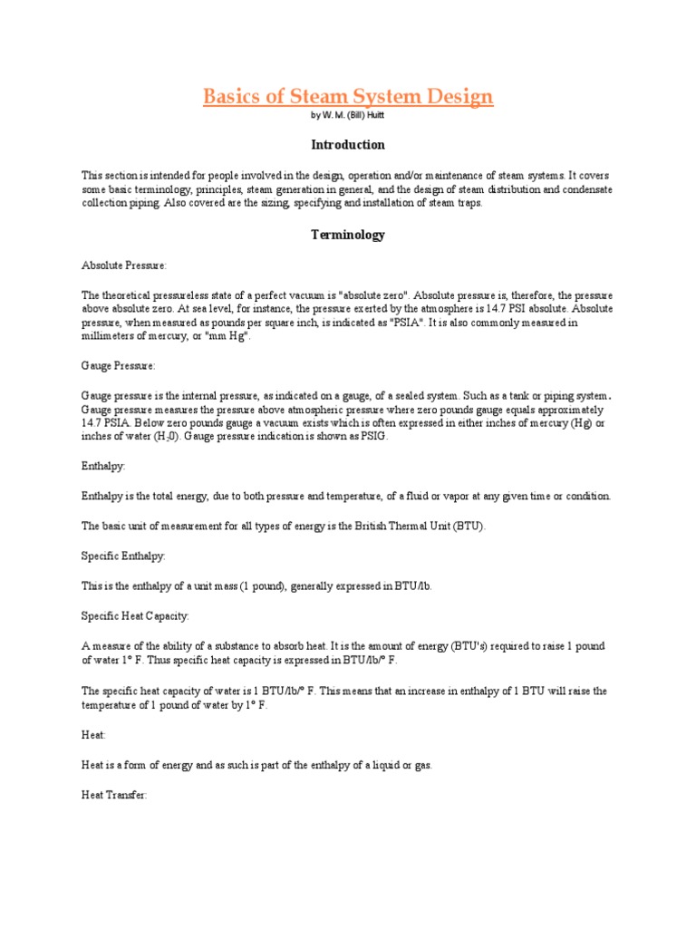 Basics of Steam System Design | PDF | Steam | Pressure