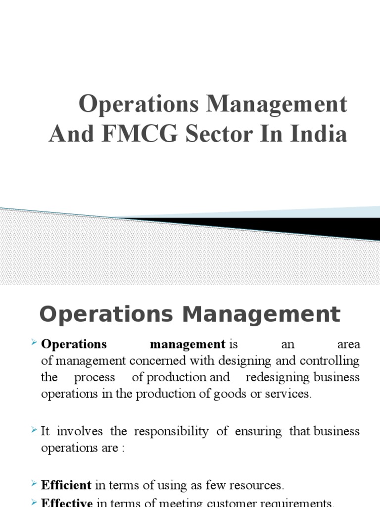 Operations Management and FMCG Sector in India | PDF | Operations ...