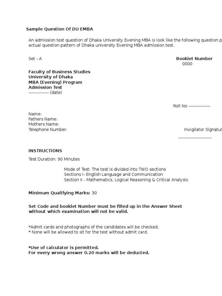 Question of DU EMBA | PDF | Diaper | Money