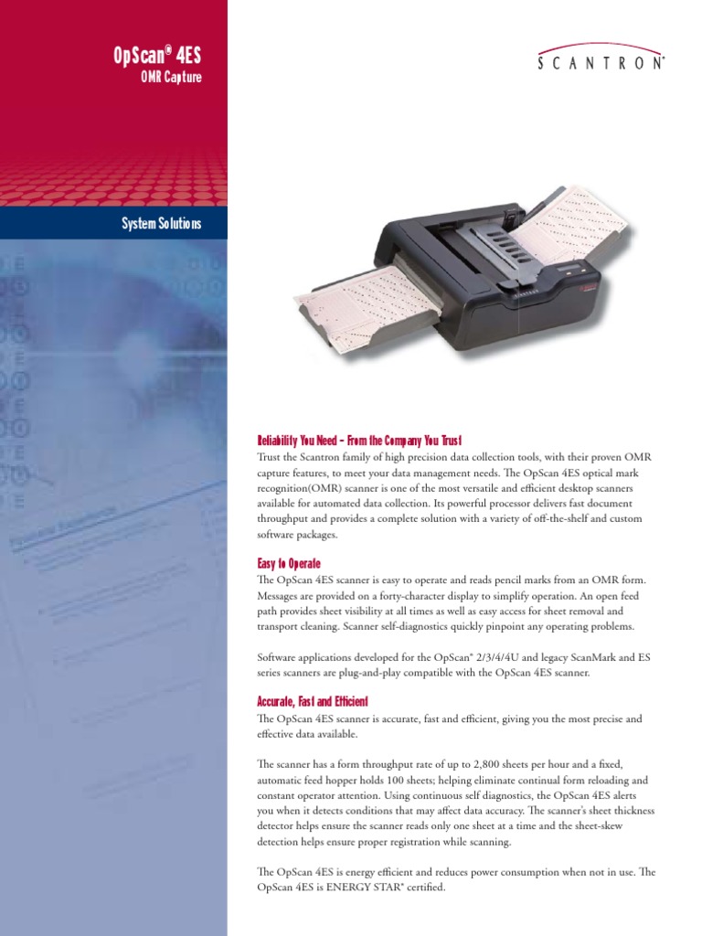 Scantron OPSCAN 4ES Brochure From AXIS IT | PDF | Image Scanner | Areas Of Computer Science