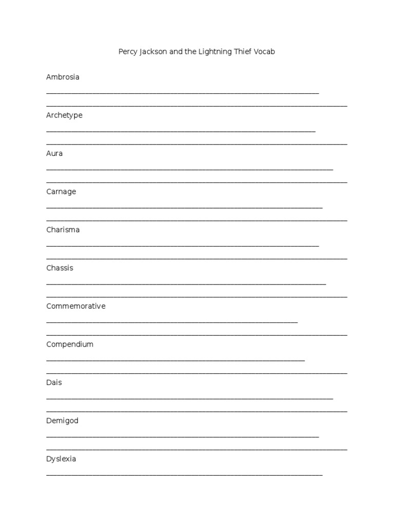 Percy Jackson Vocabulary Guide | PDF