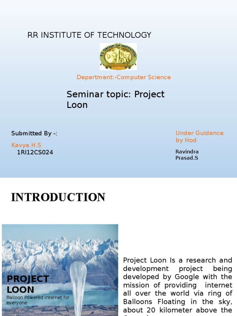 RR Institute of Technology: Seminar Topic: Project Loon | PDF | Telecommunications ...