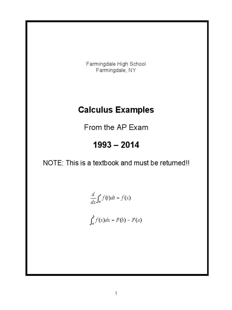 Ap Calculus Ab Free Response Book 1993-2014 | PDF