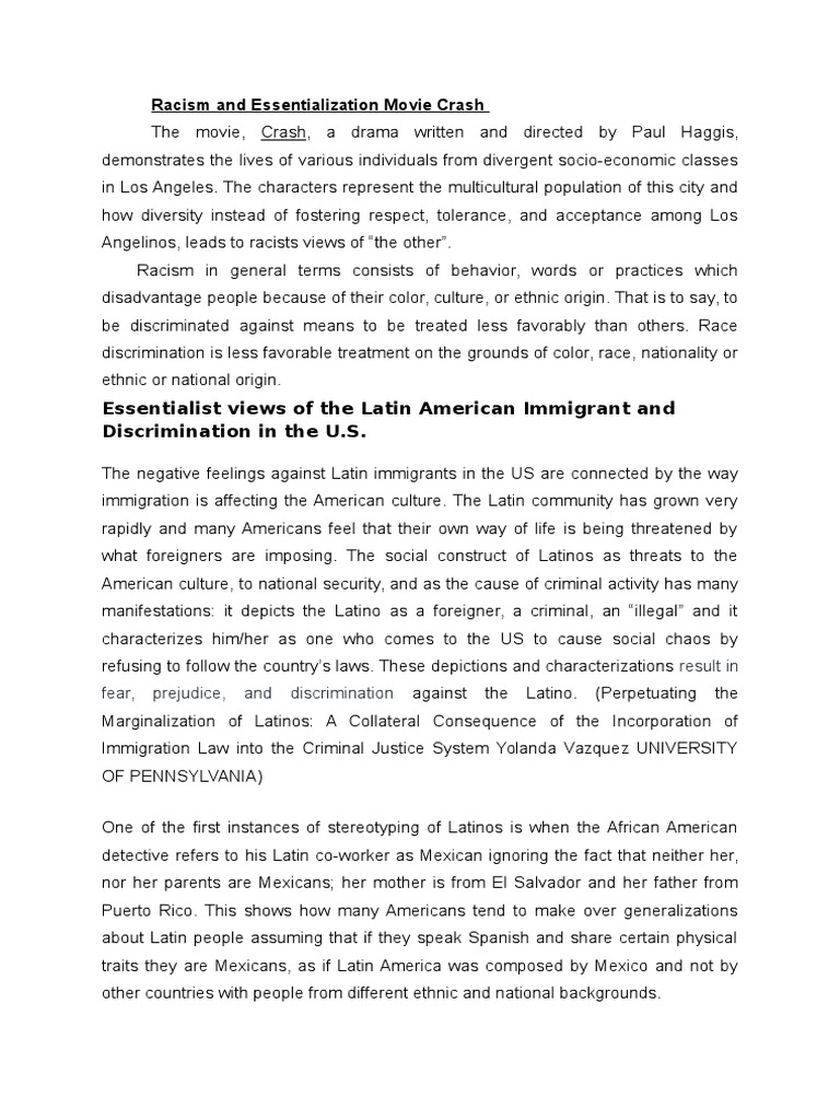 Racism and Stereotyping Movie Crash | PDF | Islamophobia ...