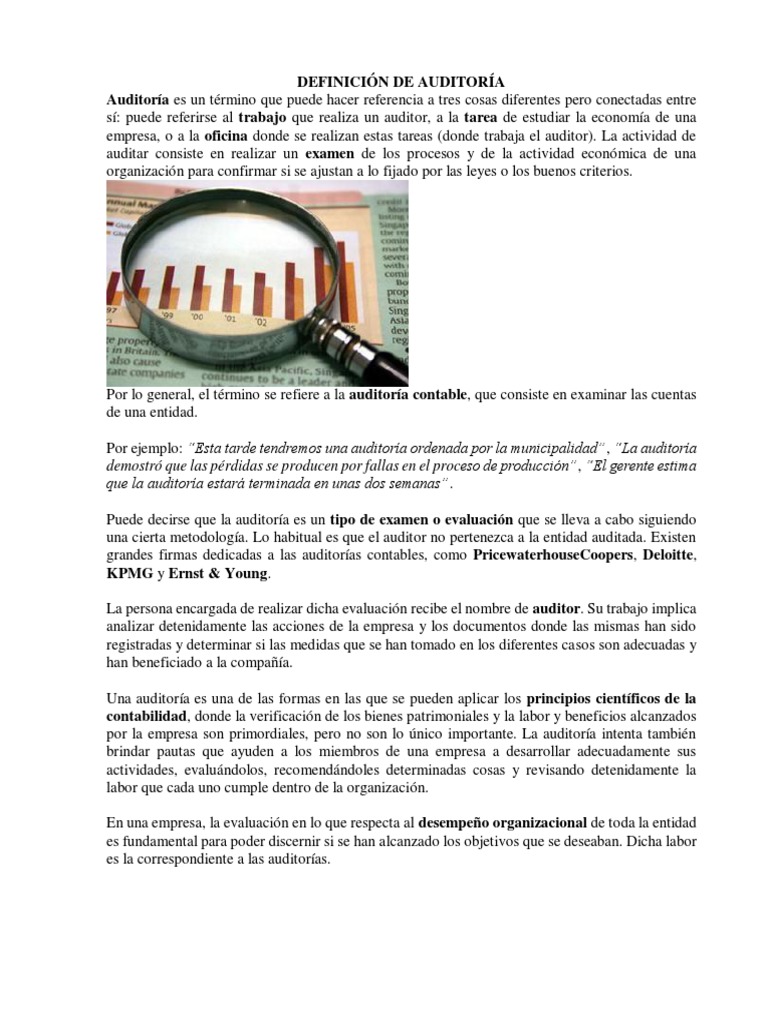 Definición de Auditoría PDF | PDF | Auditoría financiera | Contralor