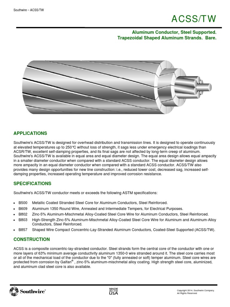 Acss TW | PDF | Electrical Conductor | Electricity