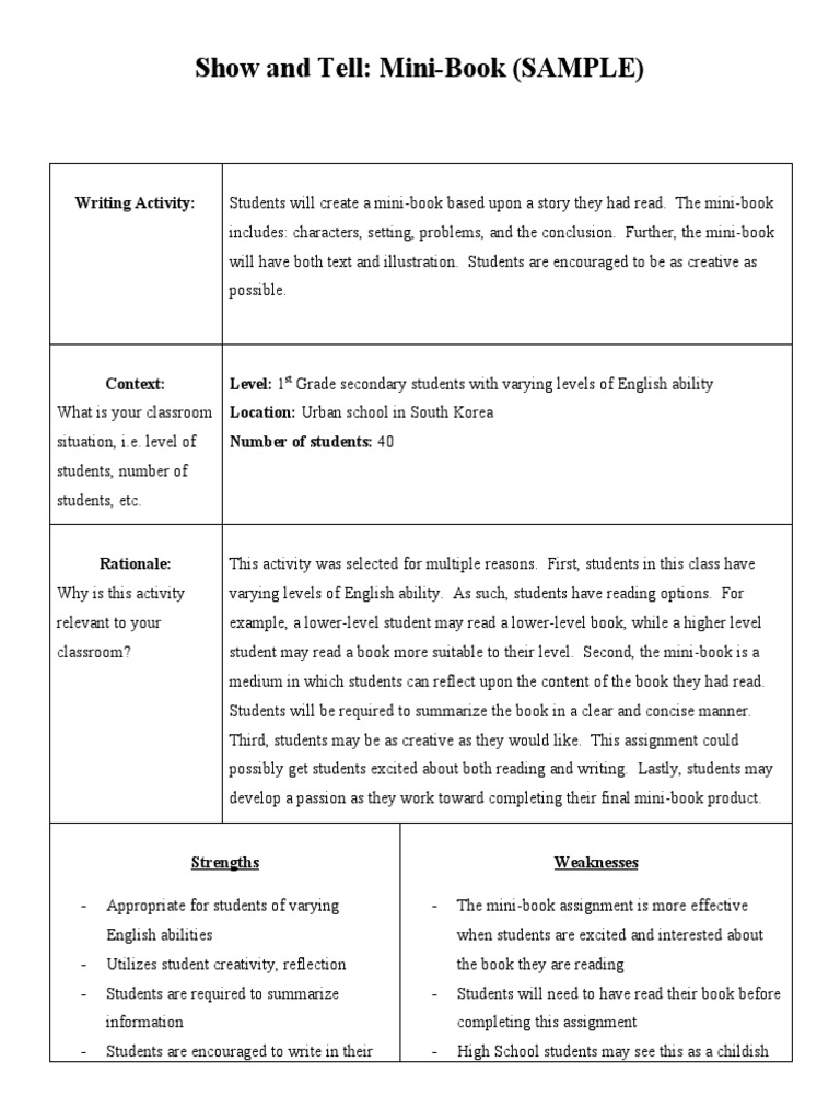 Show and Tell - Mini-Book (SAMPLE) | PDF