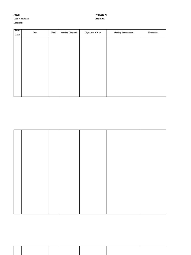 Nursing Care Plan Template | PDF