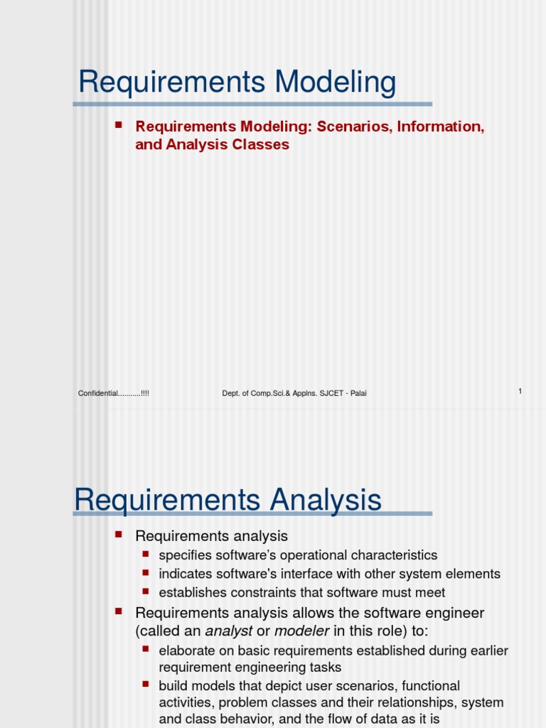Requirements Modeling: Scenarios, Information, and Analysis Classes ...