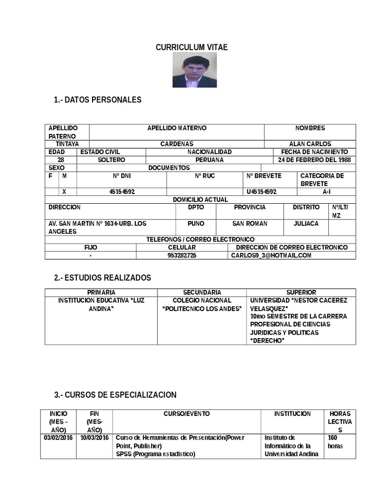 Curriculum Alan | PDF | Delito | Derecho penal