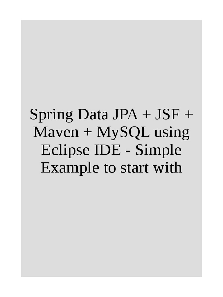 Spring Data Jpa Jsf Maven Mysql Using Eclipse Ide Pdf Java Server Faces Databases