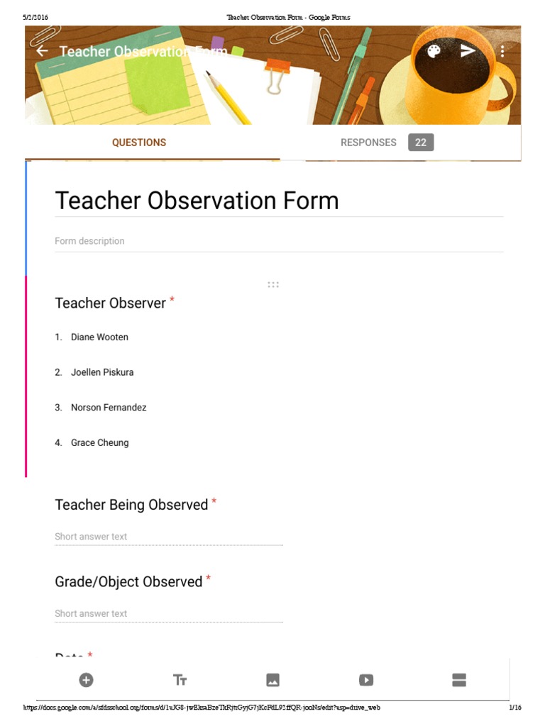 Teacher Observation Form - Google Forms | PDF | Competence (Human ...