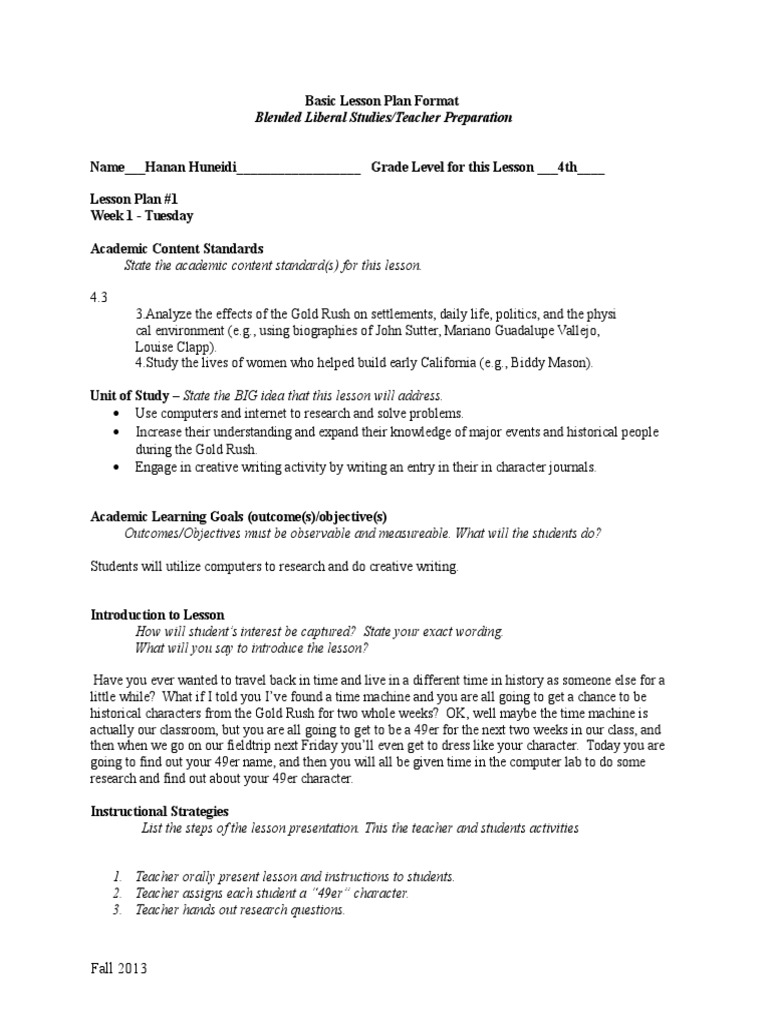 4th Grade Gold Rush Lesson Plan | PDF