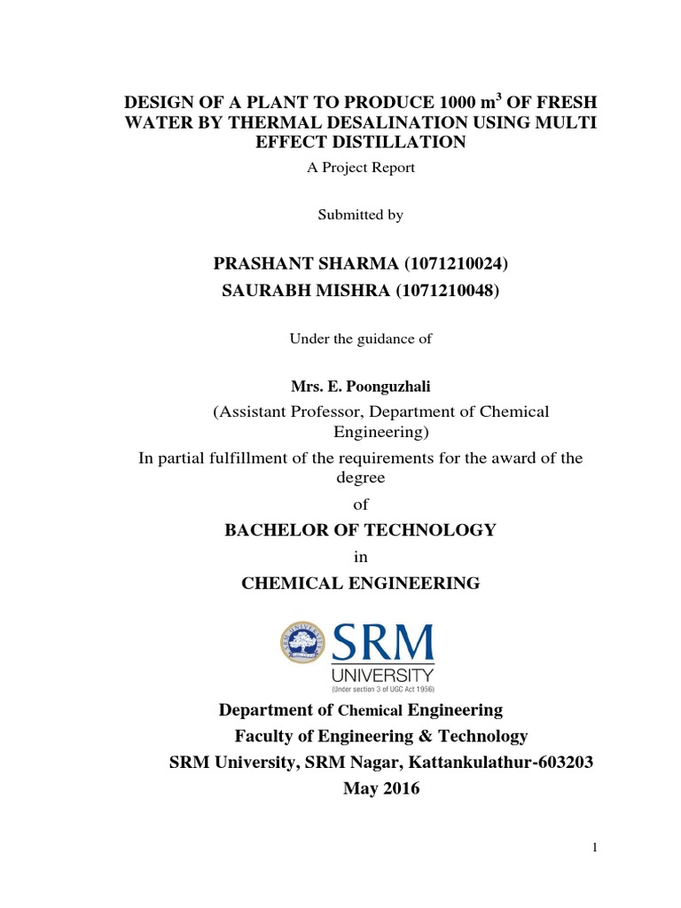 Multi-Effect Distillation Plant Design | PDF | Desalination | Heat Transfer