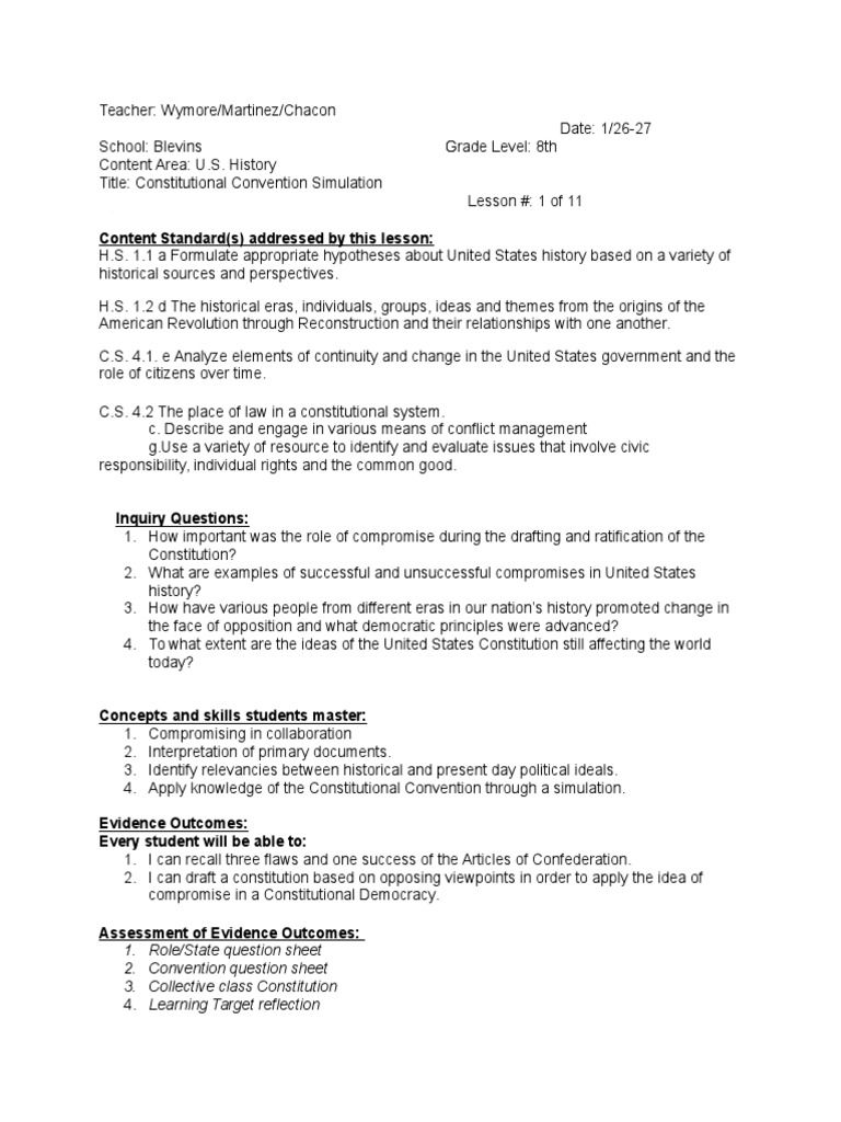 8th Grade Constitutional Simulation | PDF | Constitutional Convention ...