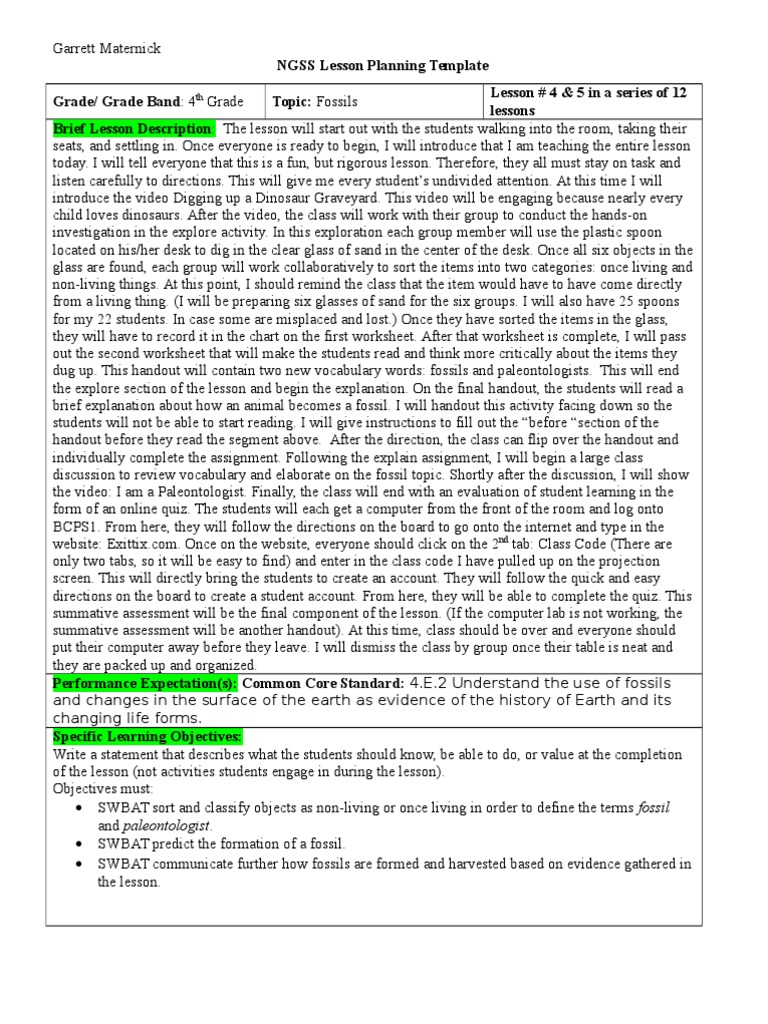 5E Lesson Plan (Updated) | PDF | Educational Assessment | Fossil