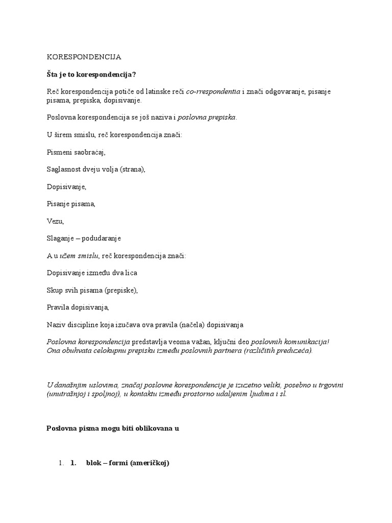 KORESPONDENCIJA | PDF