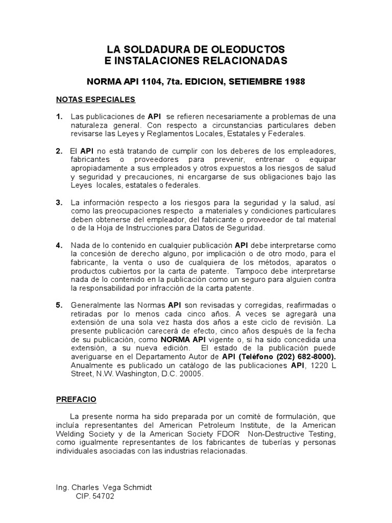 Norma API 1104 | PDF | Soldadura | Construcción