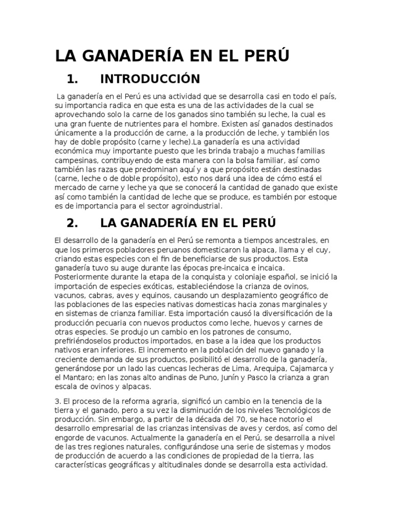 La Ganadería en El Perú | PDF | Carne | Agricultura