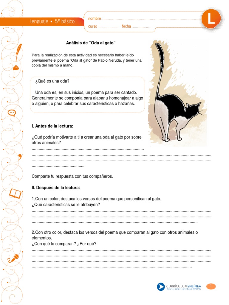 Analisis de Oda Al Gato PDF | PDF | Poesía