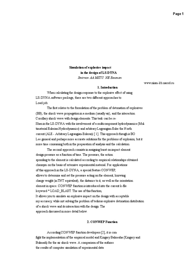LS-DYNA Explosive Impact Simulation Guide | PDF | Explosive Material ...