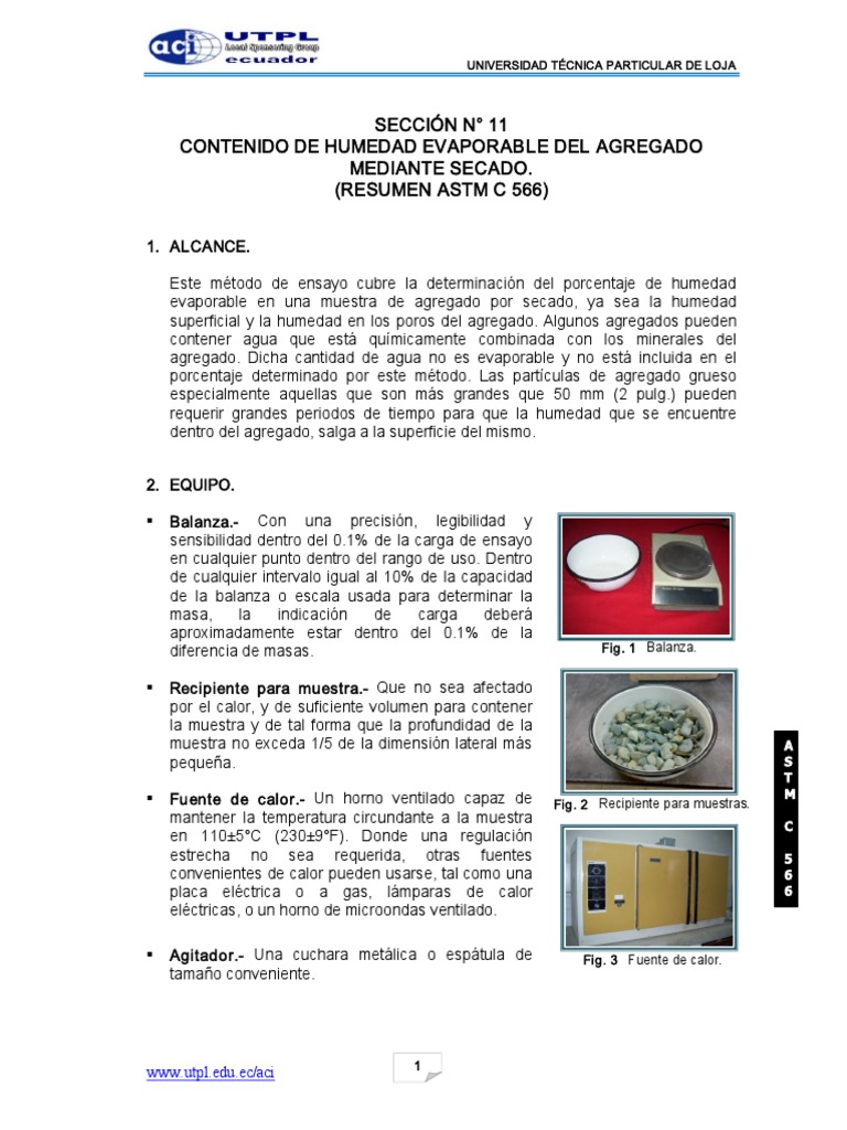 Resumen ASTM C566 - CONTENIDO DE HUMEDAD PDF | PDF | Calor | Humedad