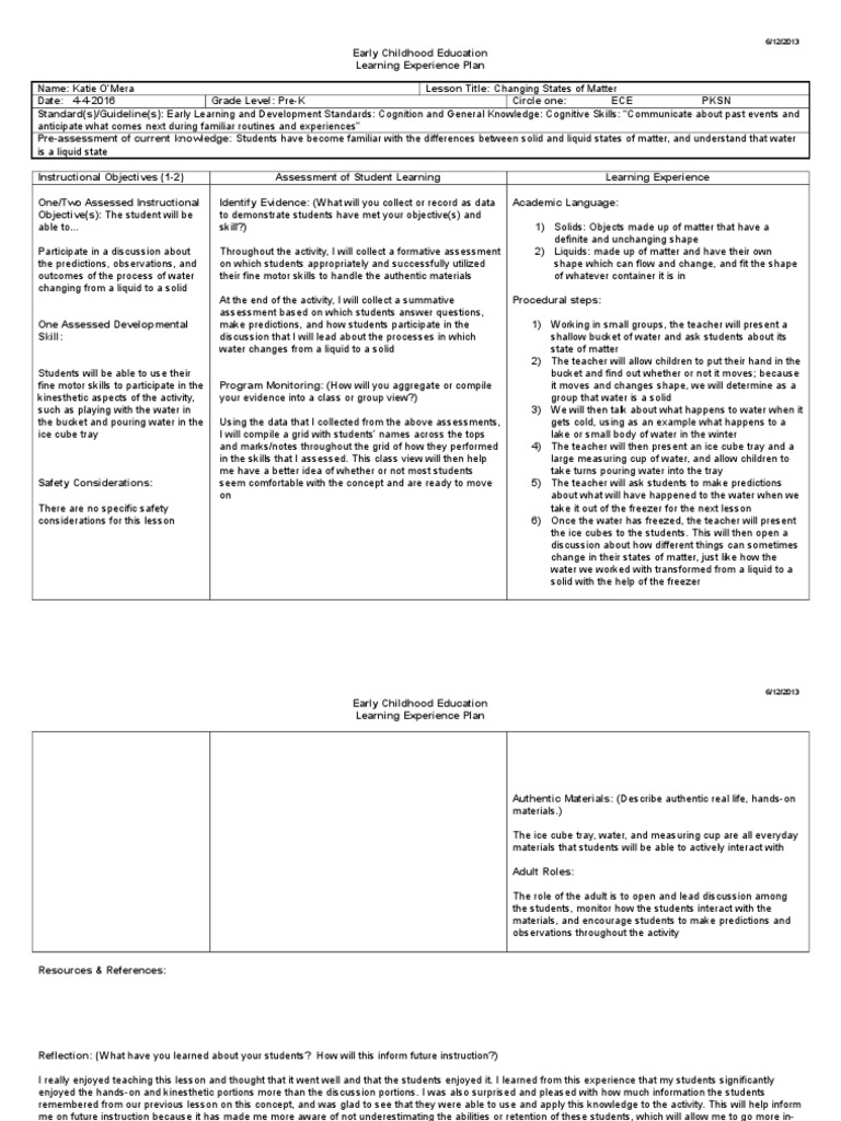 Edt 313-Lesson Plan | PDF | Educational Assessment | Early Childhood Education