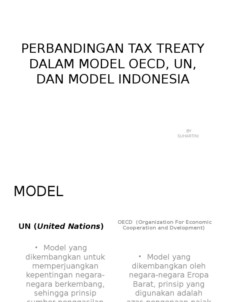 Perbandingan Model Tax Treaty OECD, UN, Indonesia | PDF