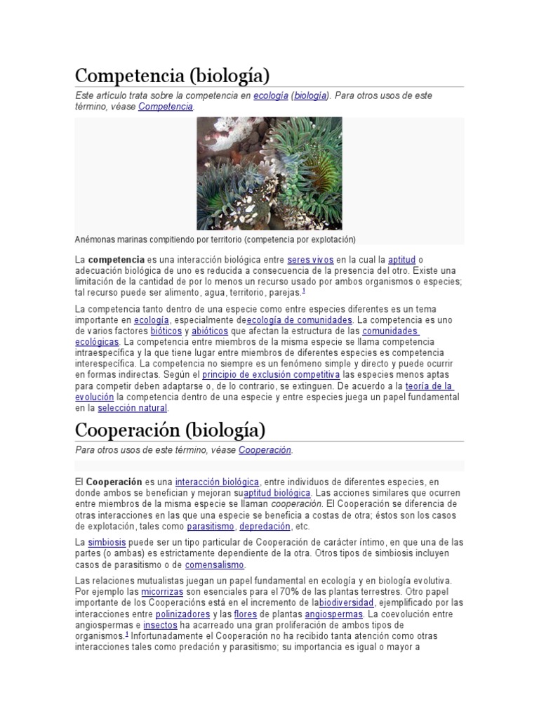 Competencia (Biologia) | PDF | Interacciones biológicas | Ecología ...