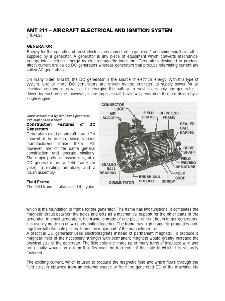 Aircraft Electrical Generators and Ignition Systems | PDF | Electric ...