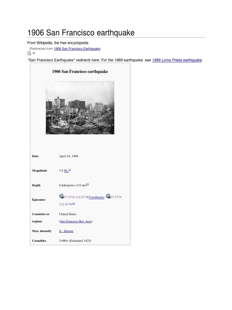 1906 San Francisco Earthquake | PDF | Disaster And Accident | Earthquakes