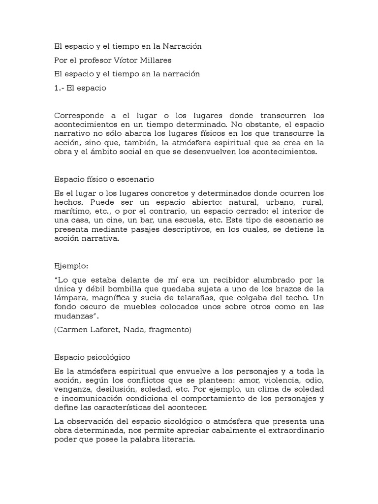 Espacio y tiempo en la narración | PDF | Narración | Realismo literario