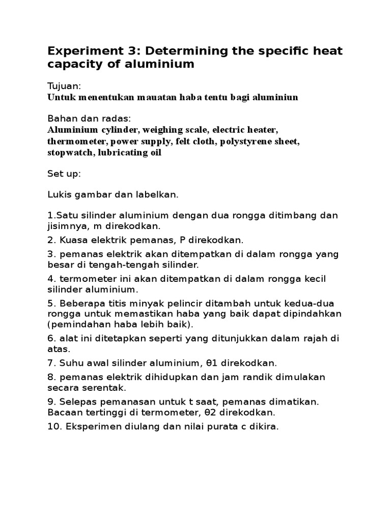 Experiment - Muatan Haba Tentu Pepejal | PDF