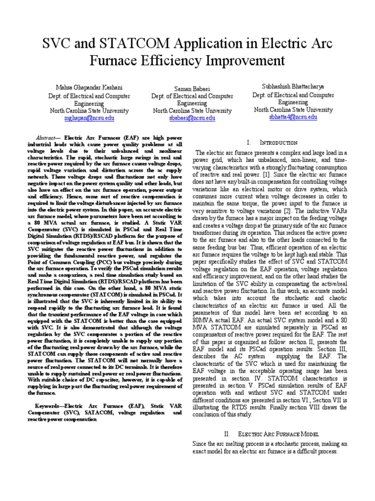 SVC and STATCOM Application in Electric Arc | PDF | Ac Power ...
