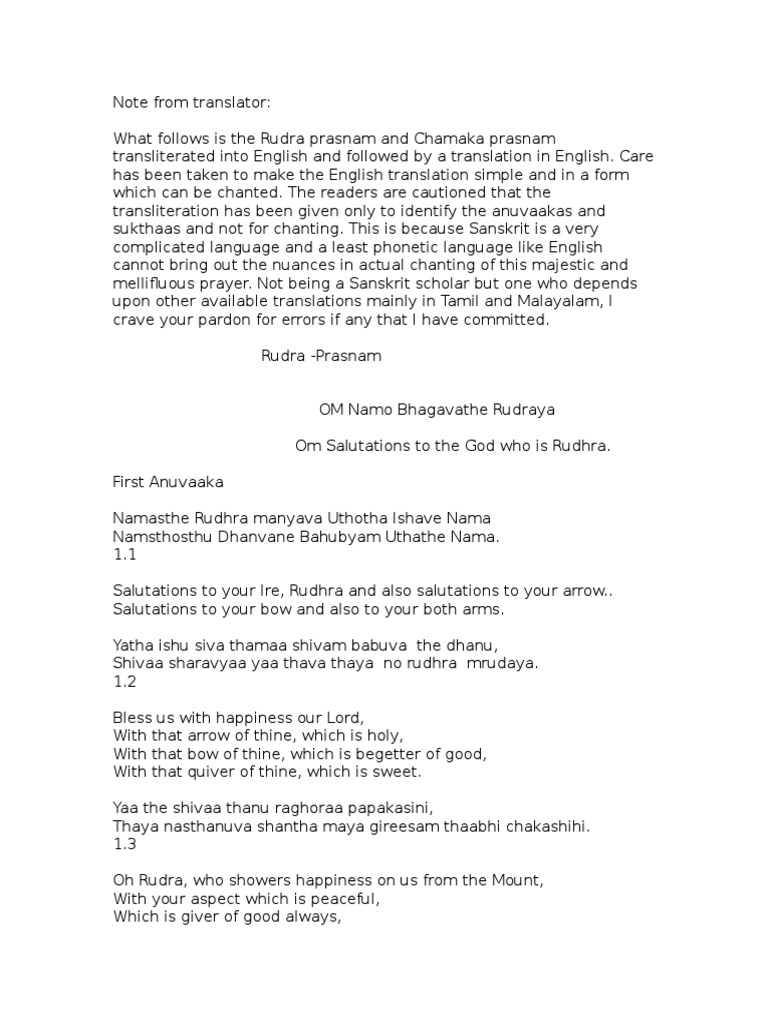 Shiva Stotram Rudram in English and Its Meaning | PDF | Religion And Belief