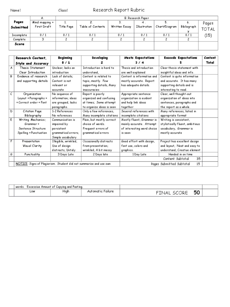 Research Report Evaluation Criteria | PDF