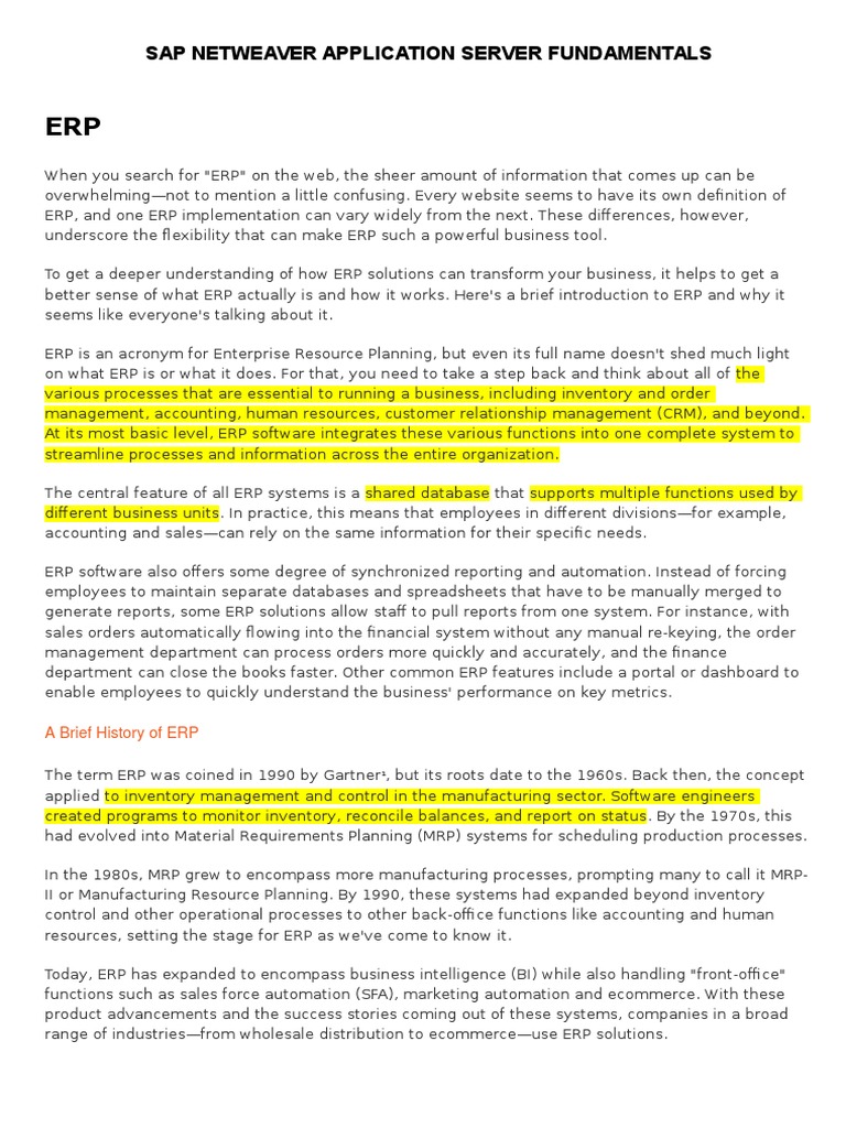 Sap Netweaver Application Server Fundamentals | Download Free PDF | Enterprise Resource Planning ...