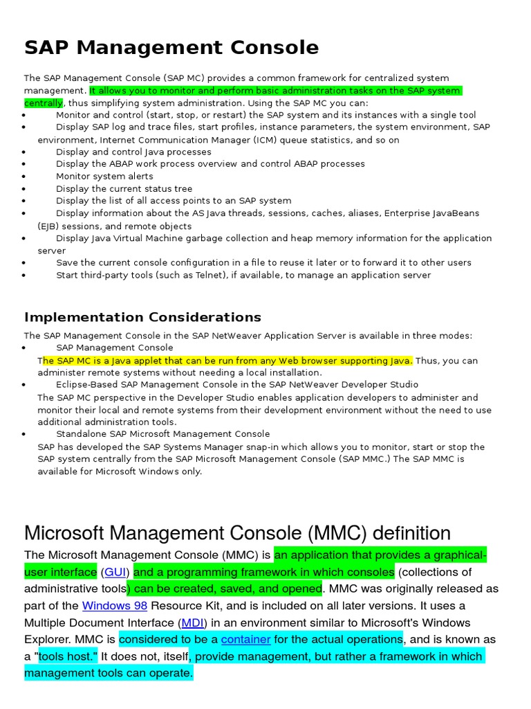 SAP Management Console | PDF | Virtual Machine | Operating System