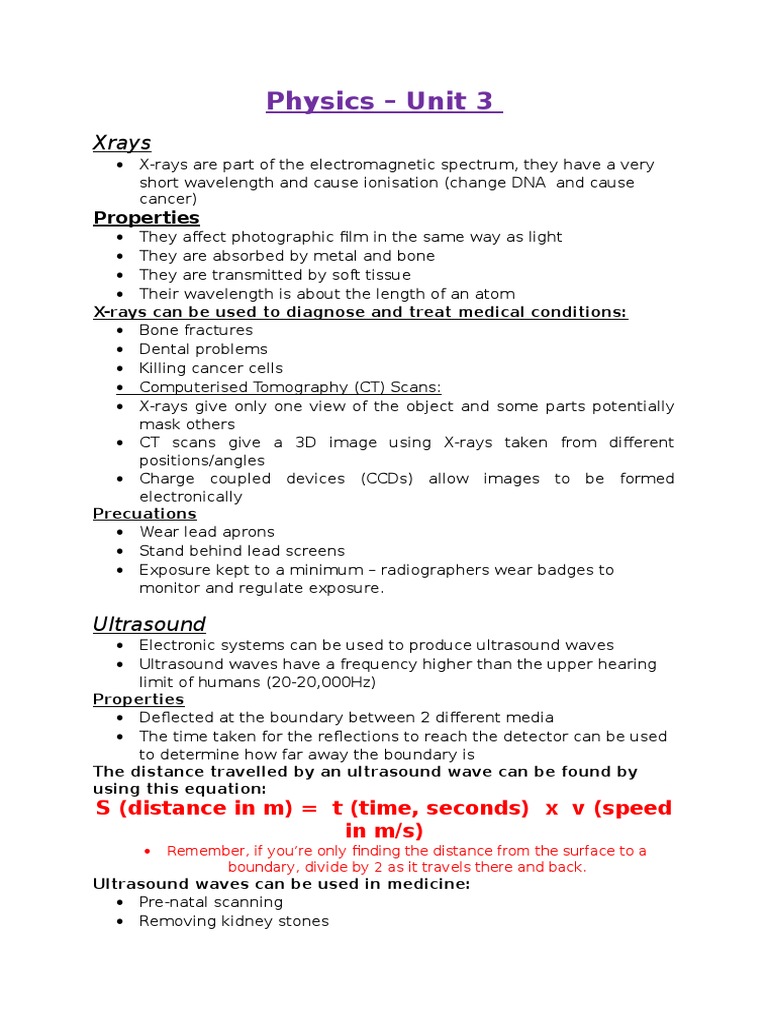 Physics - Unit 3: Xrays | PDF | Lens (Optics) | Transformer
