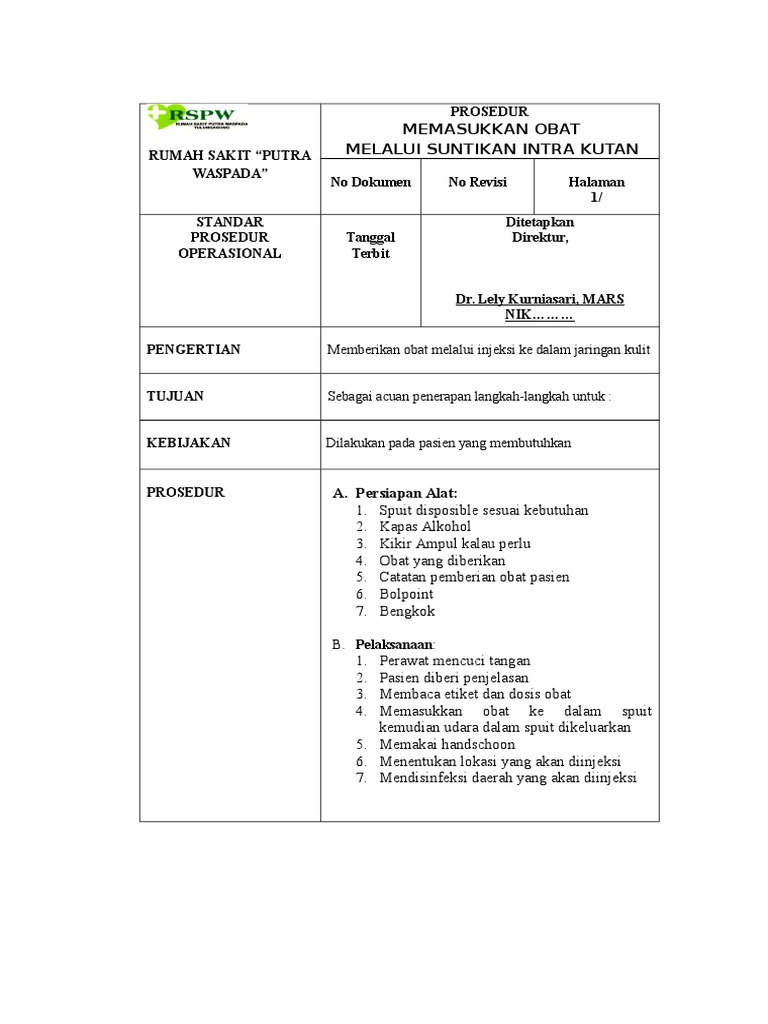 Sop Injeksi Ic | PDF