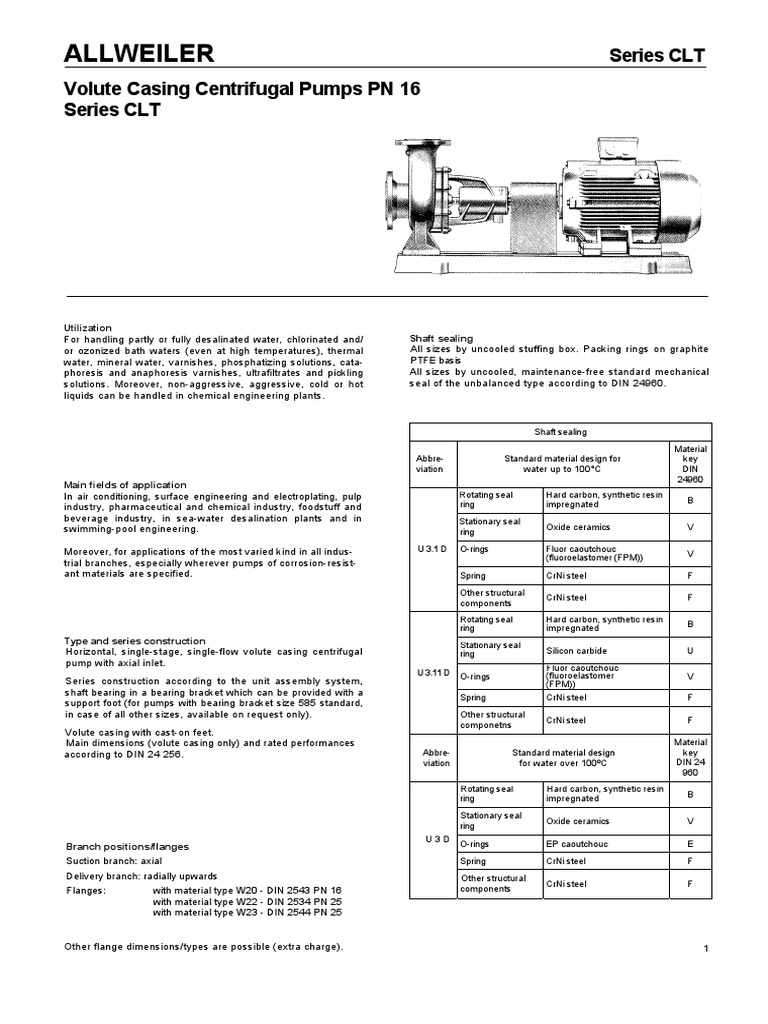 Brosur Pompa KSB Type CLT | PDF | Bearing (Mechanical) | Screw