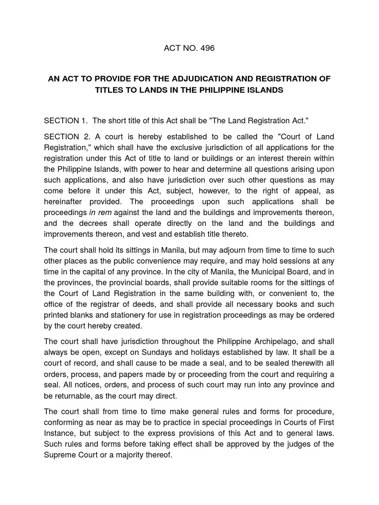 Act No 496 | PDF | Legal Personality | Appeal