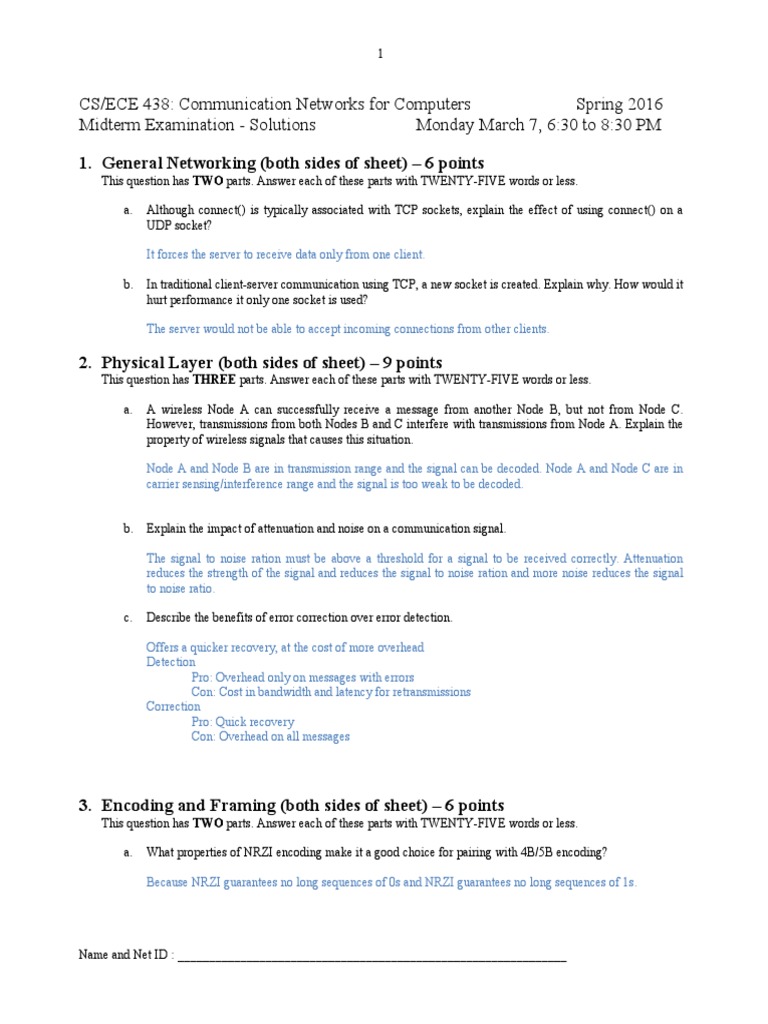 Analysis of a Computer Networks Midterm Examination | PDF | Ethernet | Network Packet