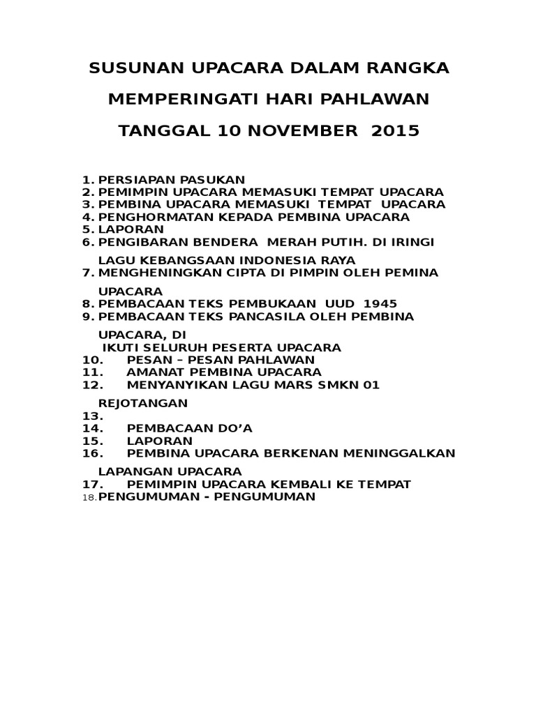 Susunan Upacara Hari Pahlawan | PDF | Ilmu Sosial | Perjalanan