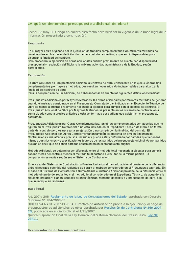 Definiendo los Presupuestos Adicionales de Obra: Sus Tipos, Causas y Procedimientos Legales ...