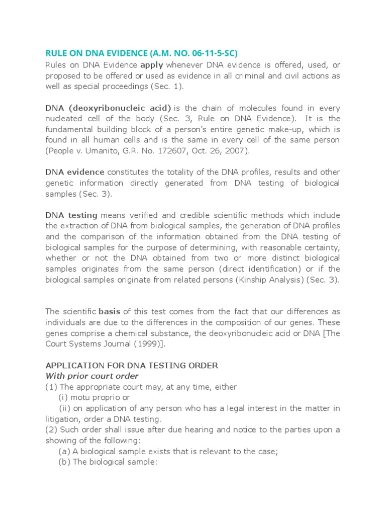 Rule On Dna Evidence | PDF | Dna Profiling | Dna