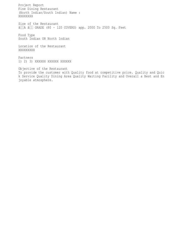 Restaurant Project Report | PDF | Foodservice | Restaurants