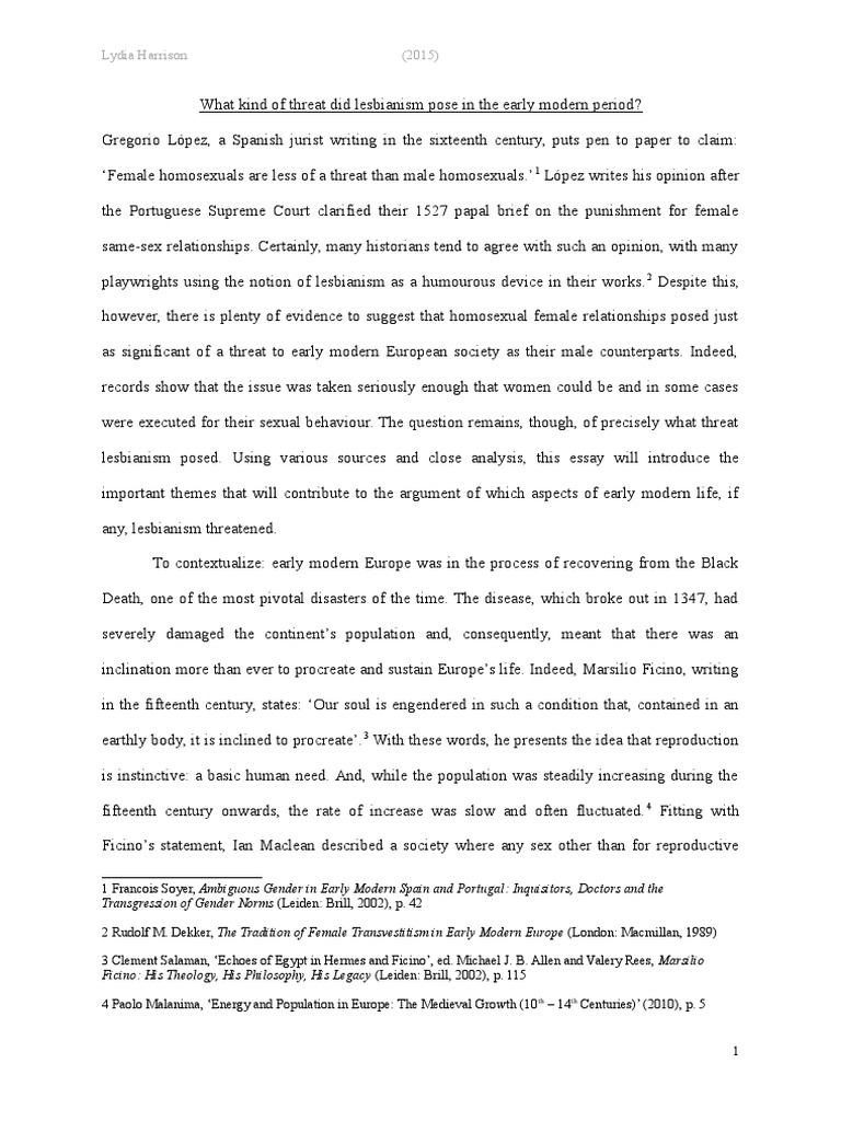 Lesbianism's Threat in Early Modern Europe | PDF | Lesbian | Same Sex ...