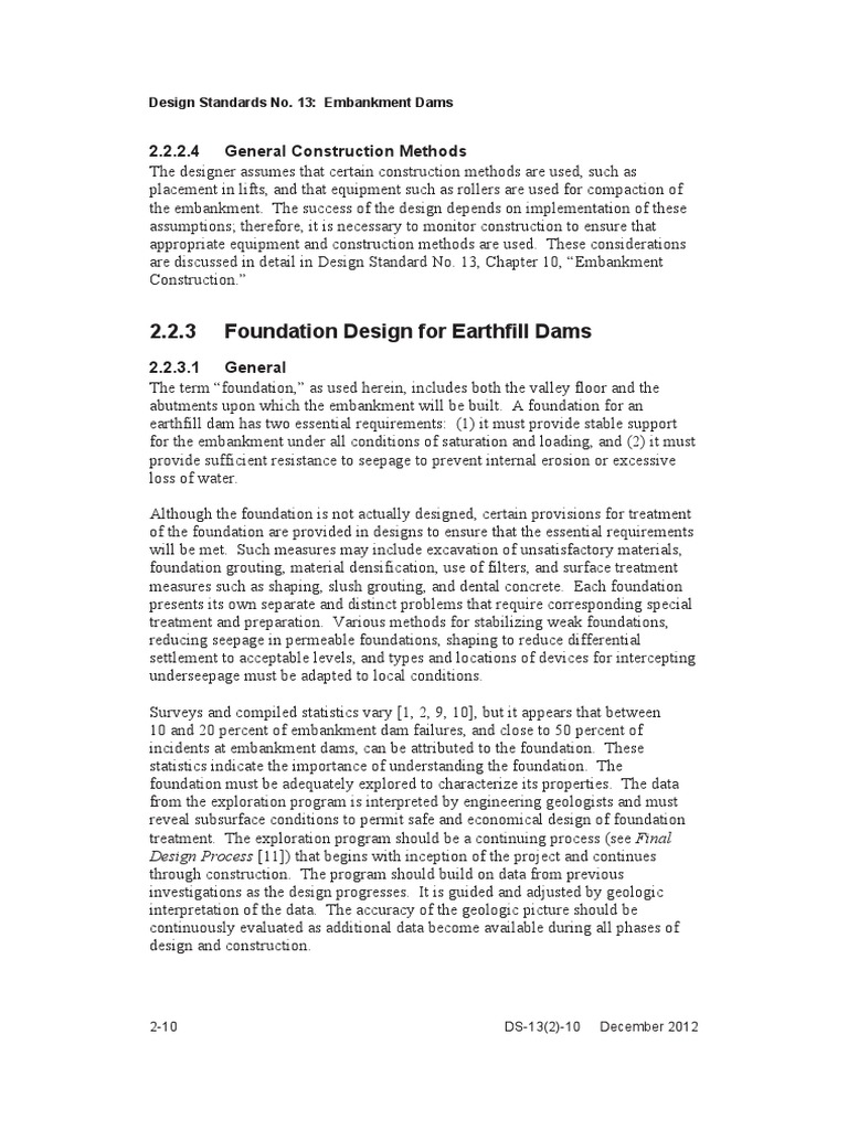 Embankment Dam Design Standards | PDF | Dam | Soil Mechanics